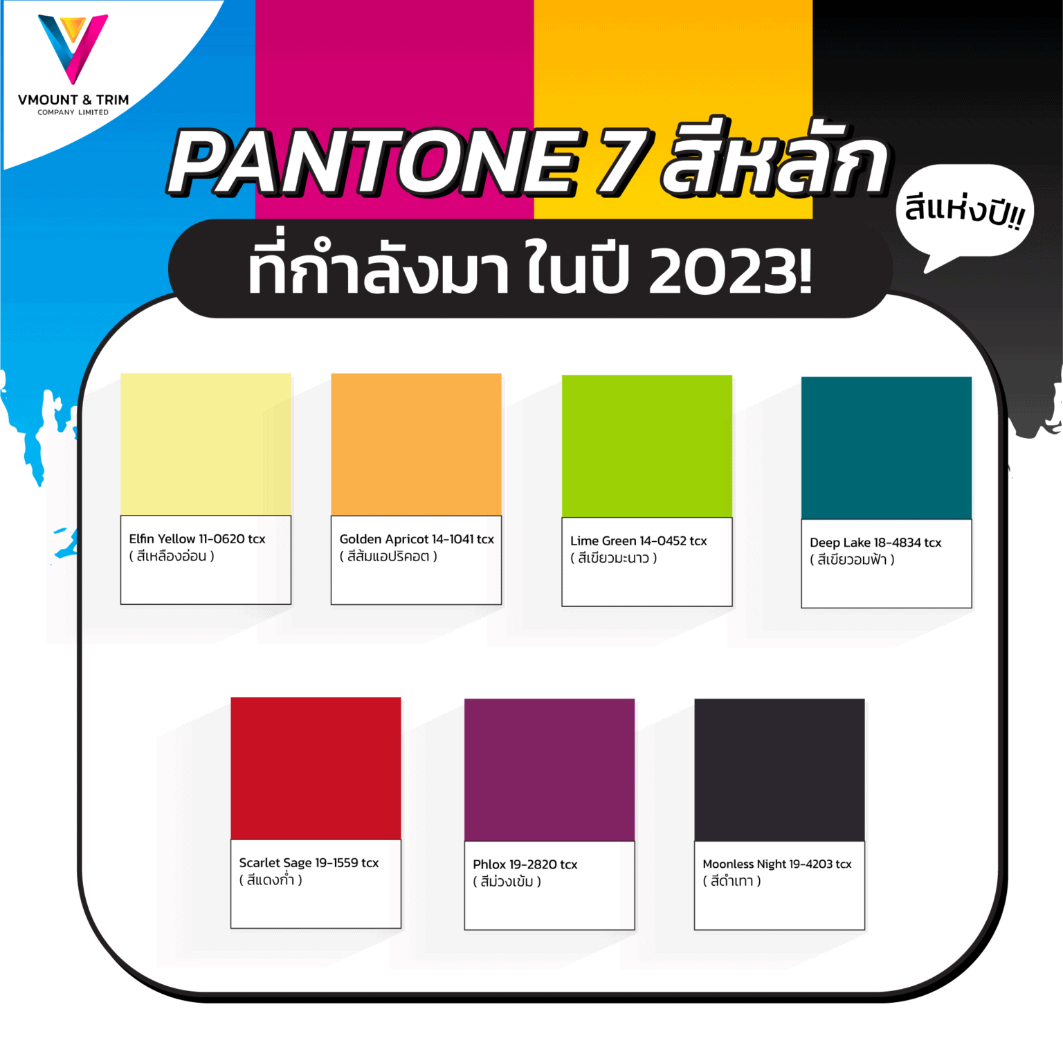 PANTONE 7 สีหลัก ที่กำลังมา ในปี 2023! - V Mount and Trim